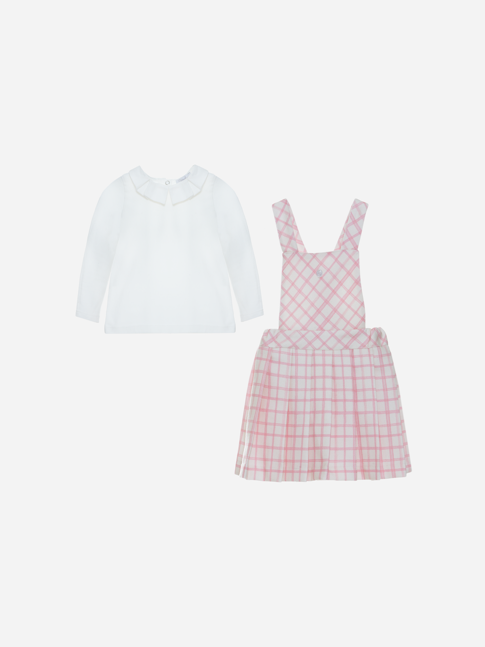 White and pink check set